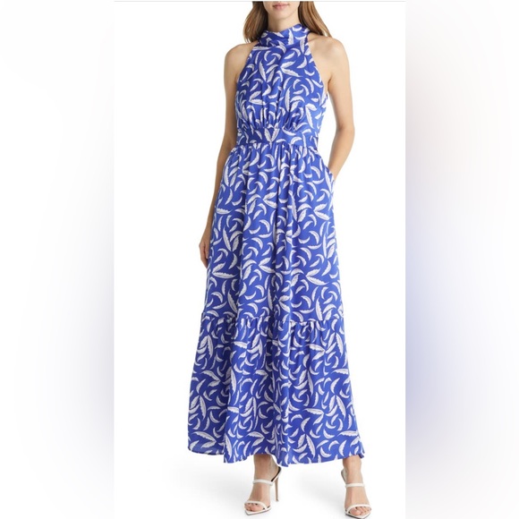 Tahari ASL | Dresses | Tahari Asl Leaf Print Stretch Charmeuse Maxi ...